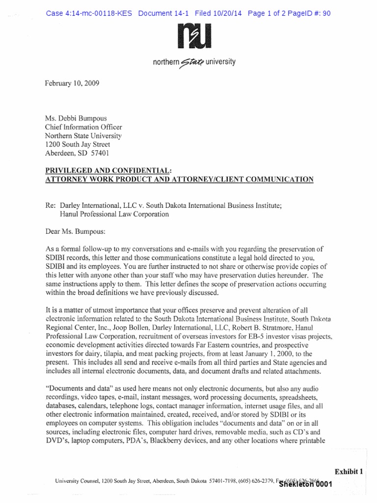 NSU Litigation Hold Letter | PDF | Email | Computer File