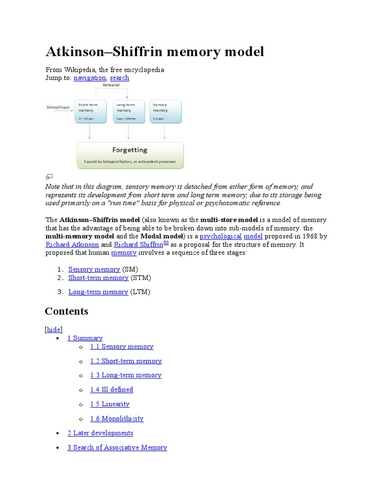 Atkinson Shiffrin Model | PDF | Memory | Recall (Memory)