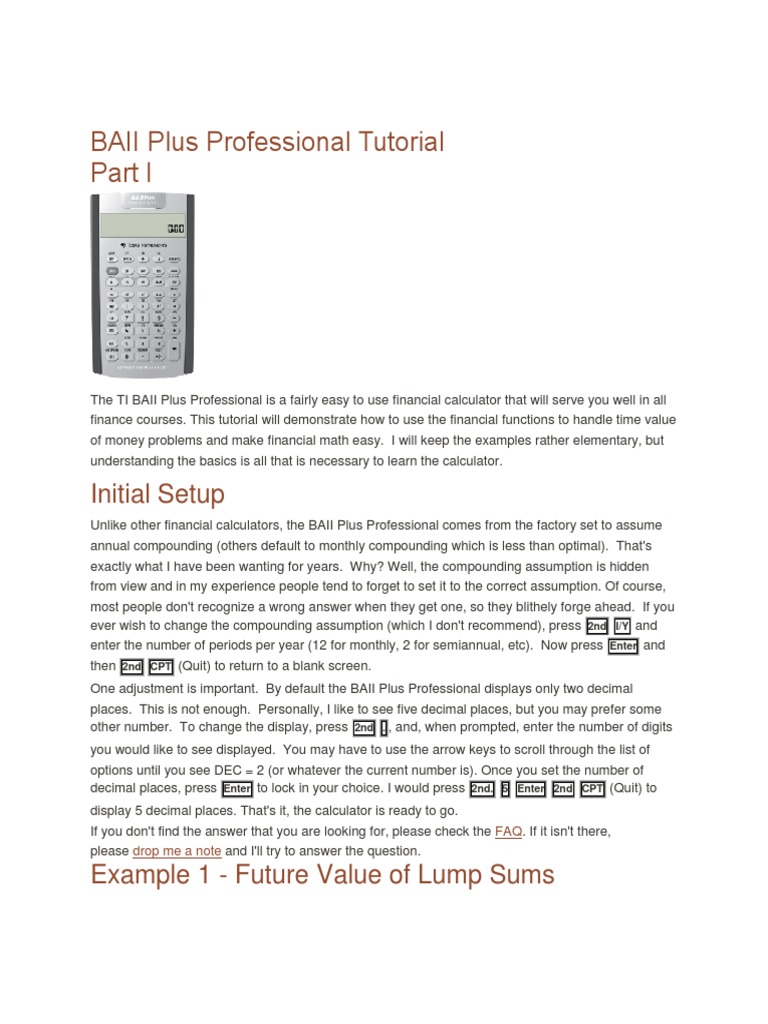 BAII Plus Professional Tutorial | PDF | Internal Rate Of Return | Bonds (Finance)