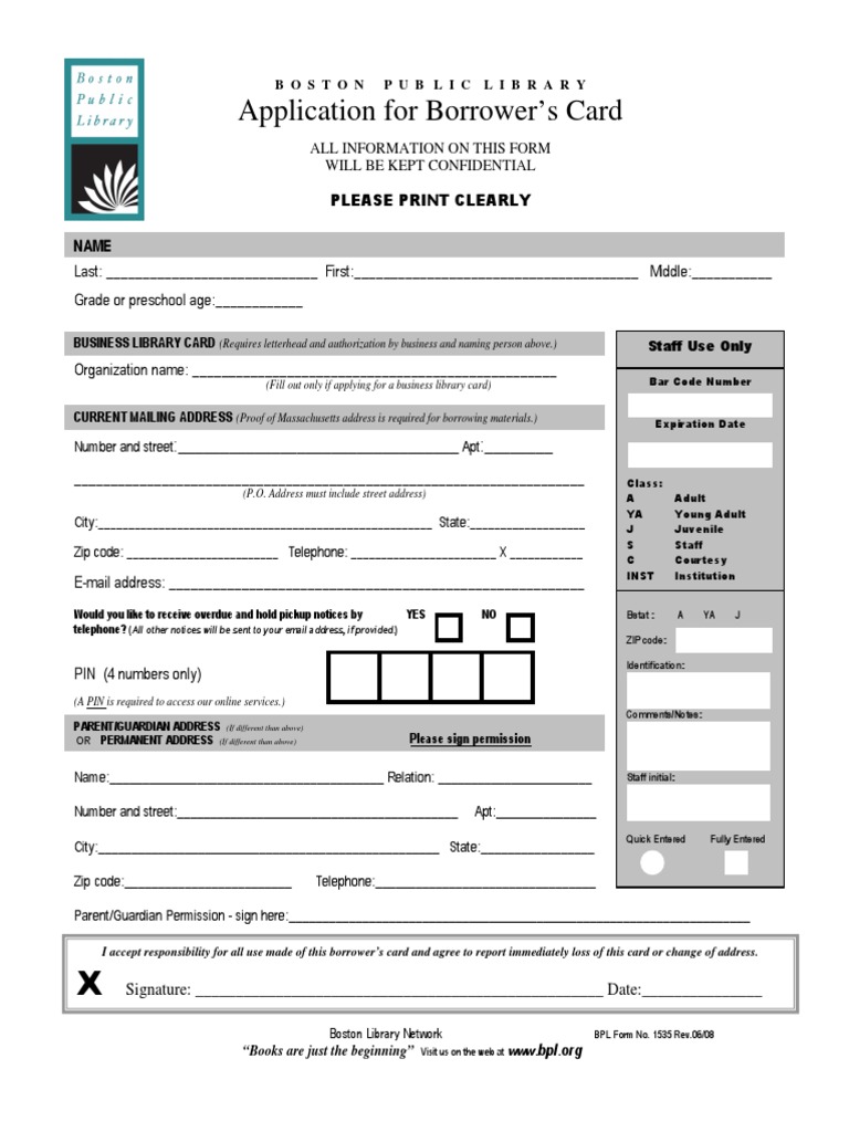 Library Card Application Form | PDF | Applications Of Cryptography ...