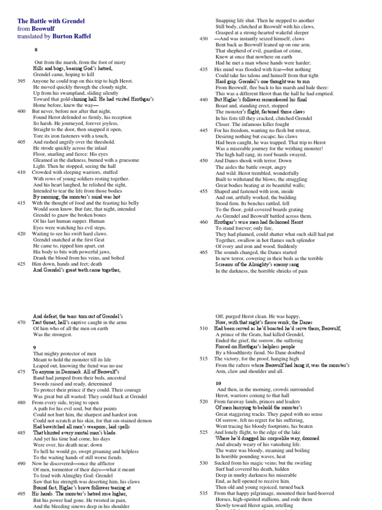 The Battle With Grendel | Beowulf