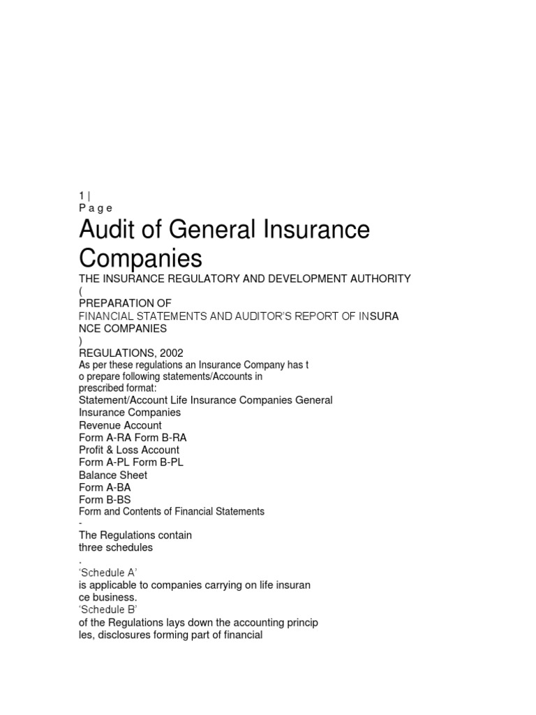 Audit of General Insurance Companies | PDF | Reinsurance | Insurance