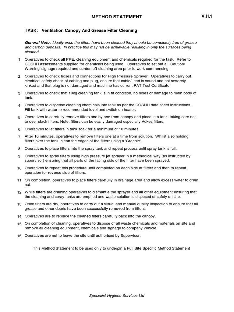 Task Method Statements | Download Free PDF | Housekeeping | Toilet