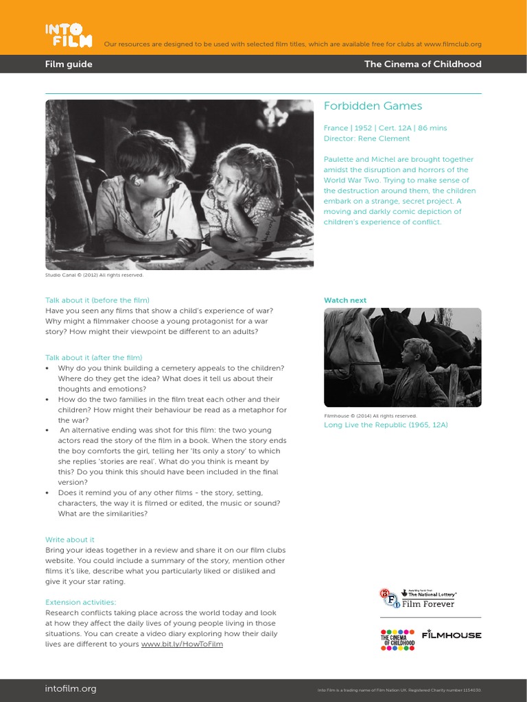Forbidden Games - Film Guide | PDF | Leisure