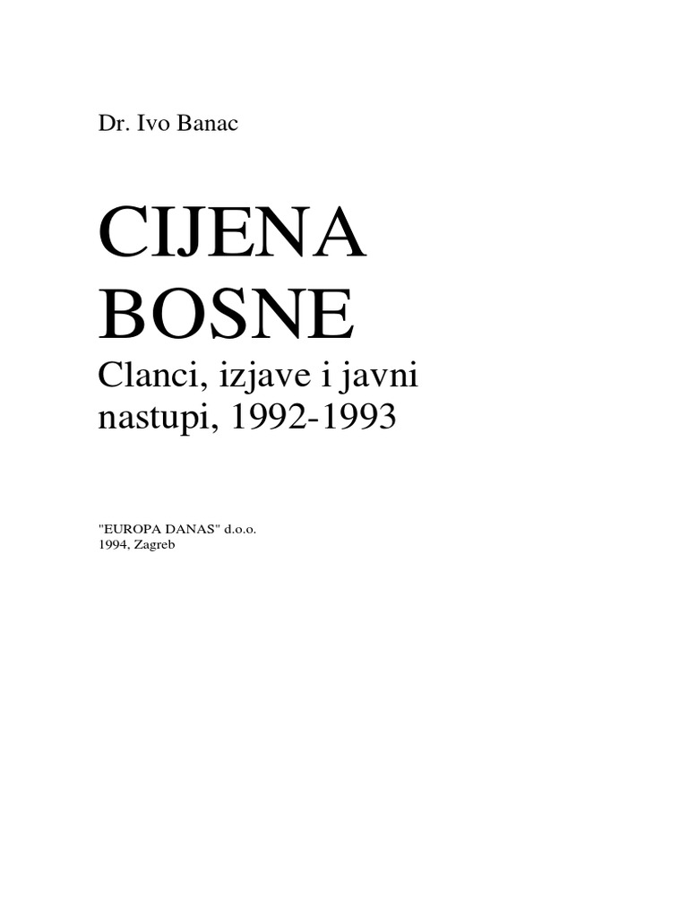 Ivo Banac - Cijena Bosne | PDF