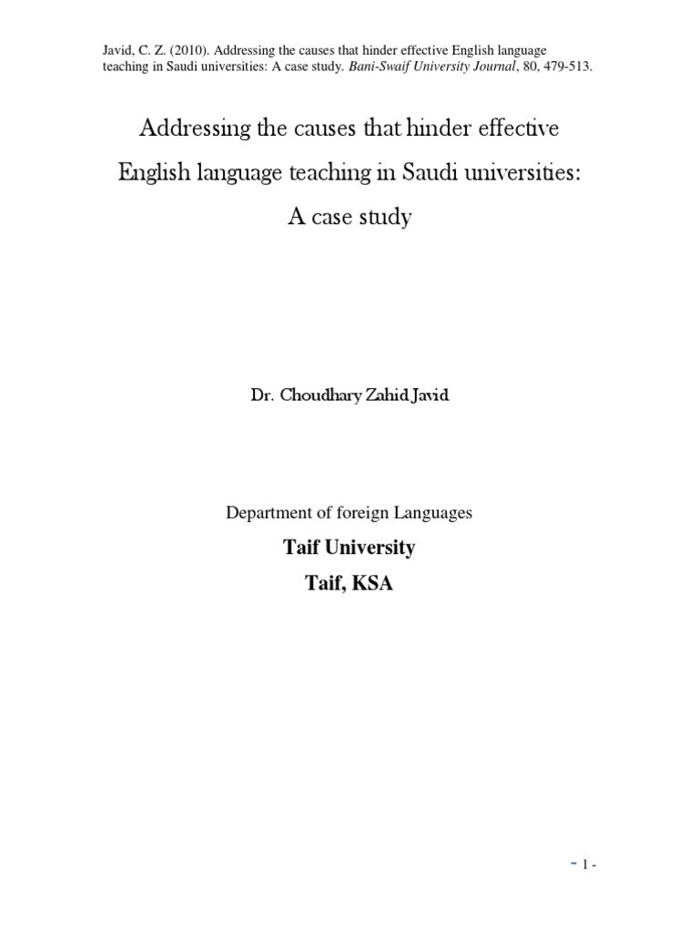 Addressing The Causes That Hinder Effective English Language Teaching ...