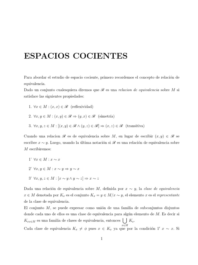 Espacio Cociente PDF | PDF | Espacio vectorial | Base (álgebra lineal)