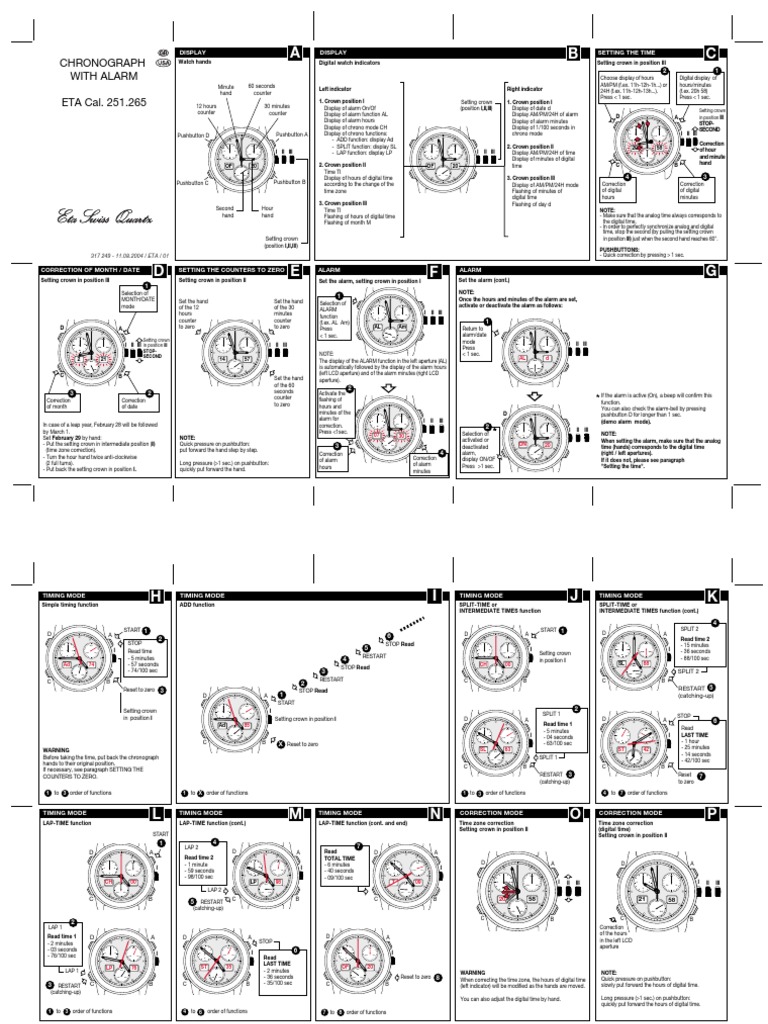 SWISS ARMY ETA 251.265 en Operating Instructions | PDF