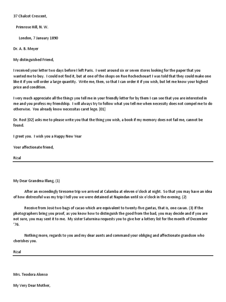 Letters of Rizal | PDF