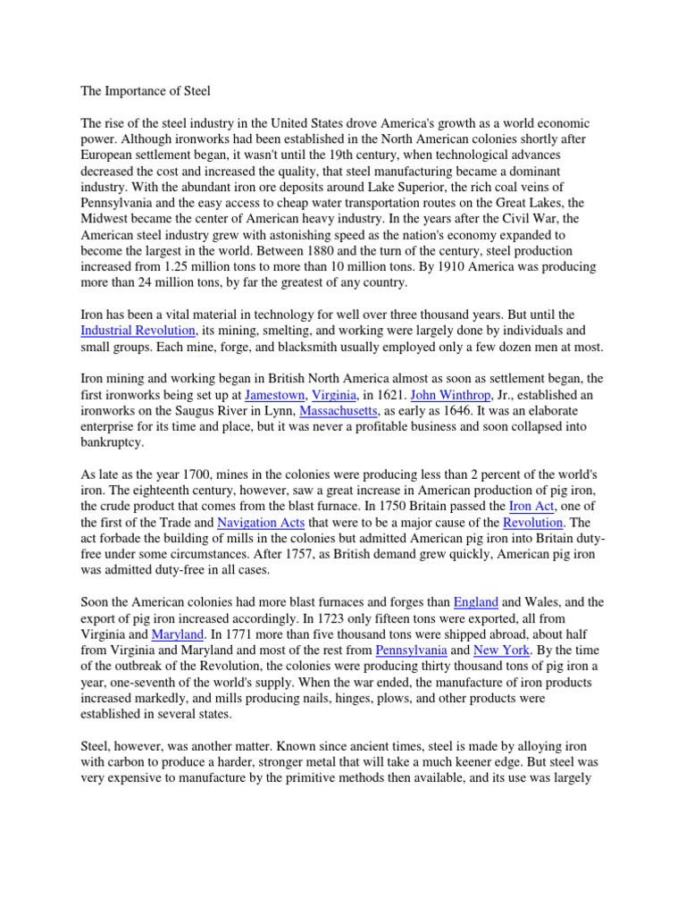 The Importance of Steel PDF | PDF | Iron | Mining