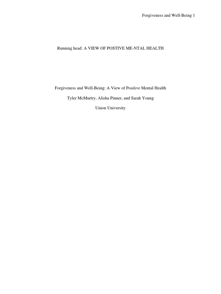 Forgiveness and Well-Being | PDF | Forgiveness | Survey Methodology