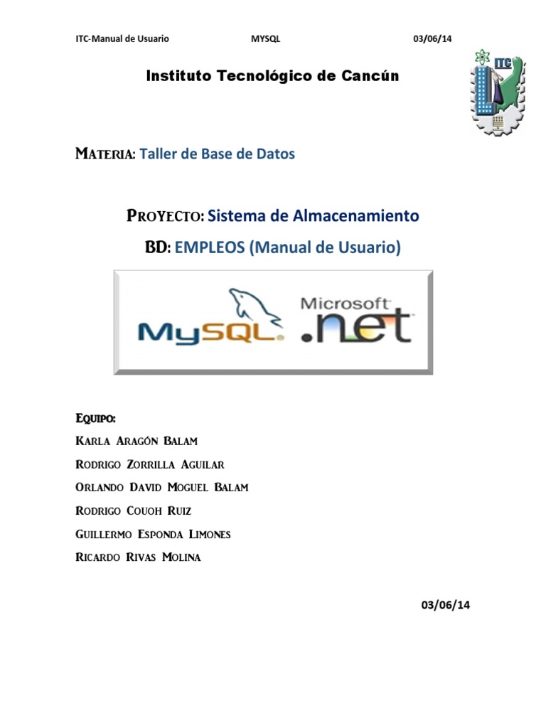 Manual de Usuario BDE - Final PDF | PDF | Tabla (base de datos) | Bases ...