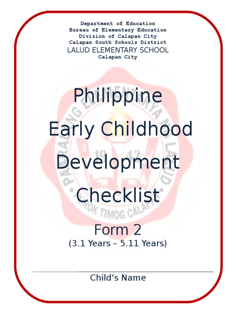 Ecd Checklist Kindergarten | PDF | Educational Stages | Schools