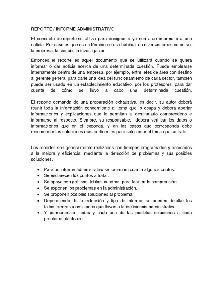 Reporte Administrativo | PDF | Información | Toma de decisiones