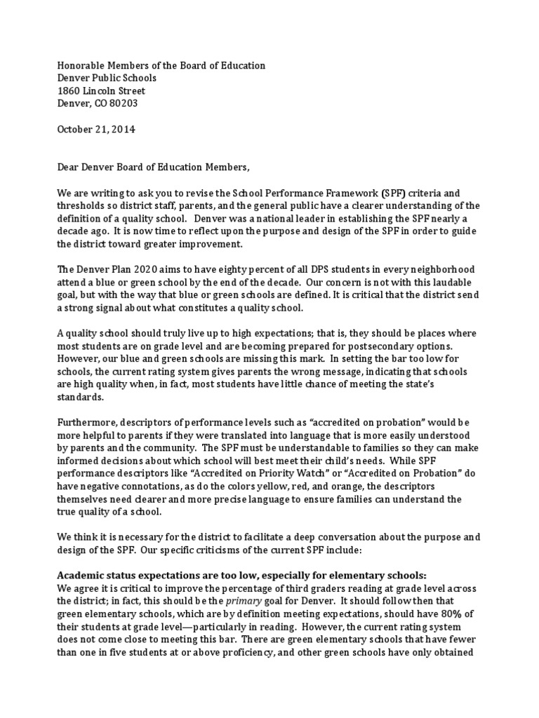 DPS Board SPF Letter | PDF | Cognition