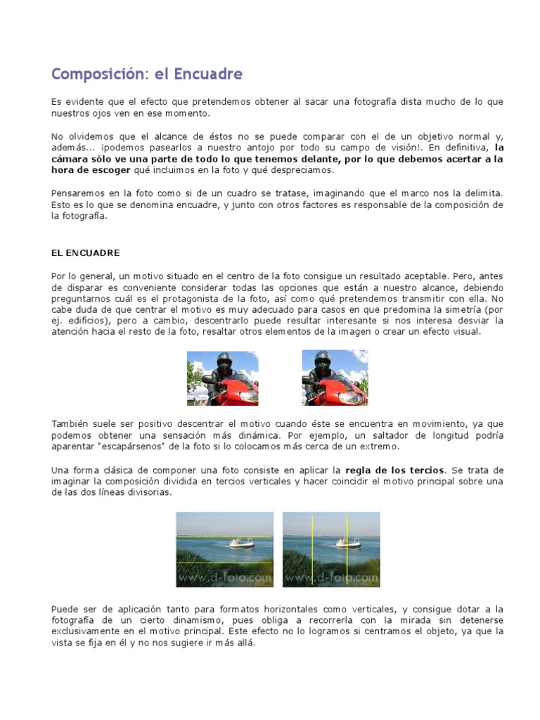 Encuadre y Composición Fotográfica | PDF | Composición (artes visuales ...