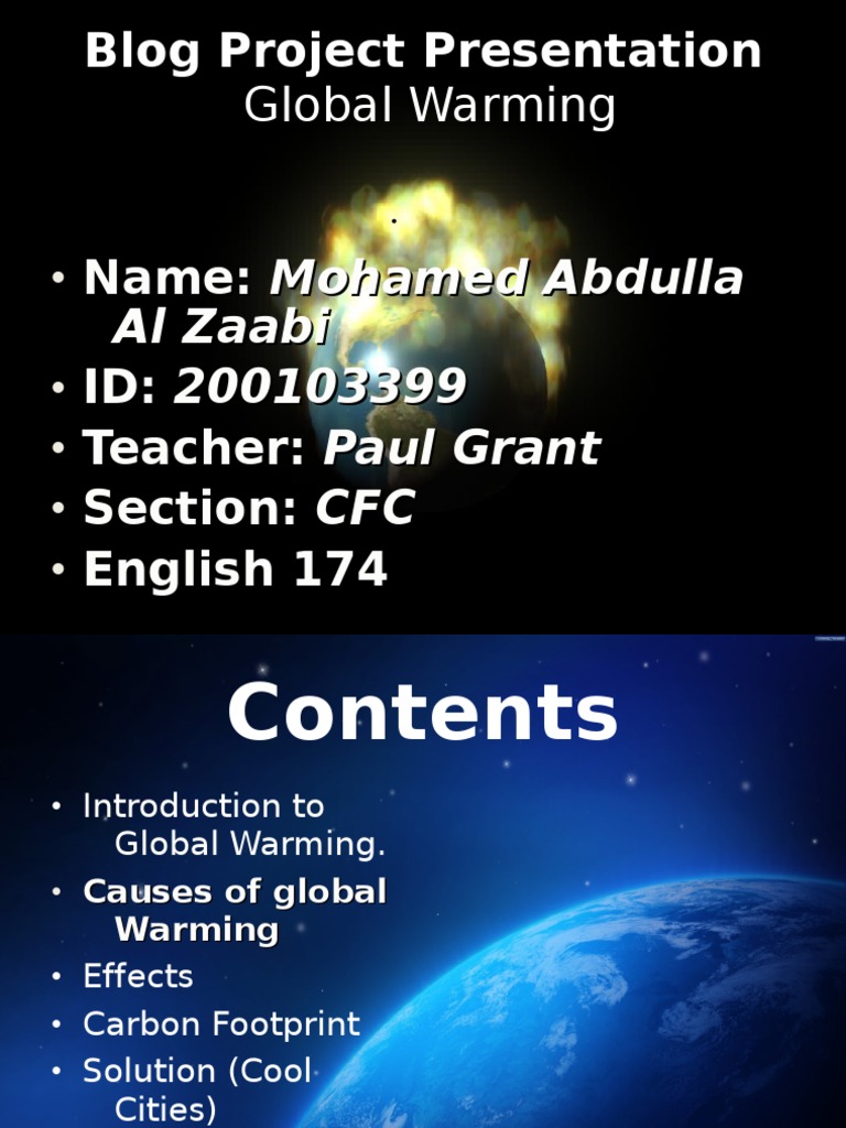 Global Warming: Blog Project Presentation | PDF | Global Warming | Climate