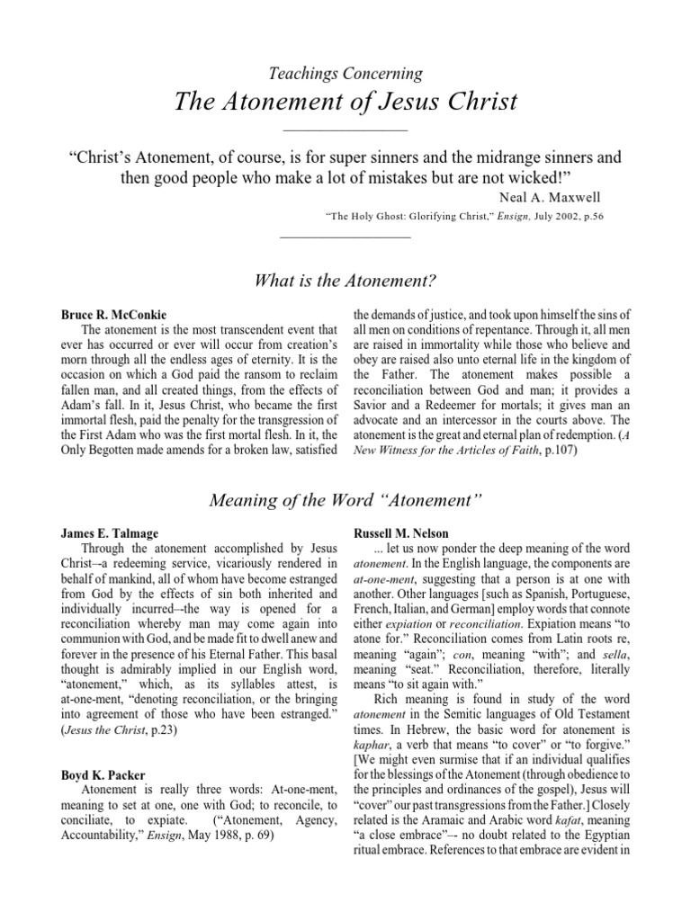 Understanding Christ's Atonement | PDF | Atonement In Christianity | Sin