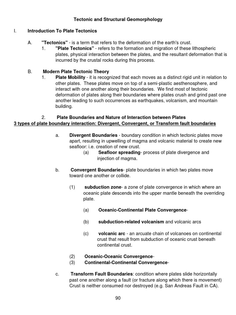Tectonic and Structural Geomorphology - Terminology PDF | PDF | Plate ...