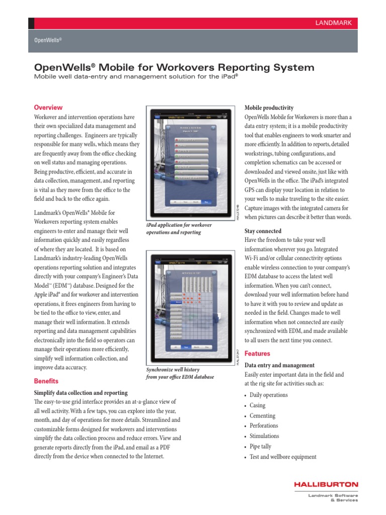 2012 06 Openwells Mobile For Workovers Data Sheet PDF | PDF | I Pad ...