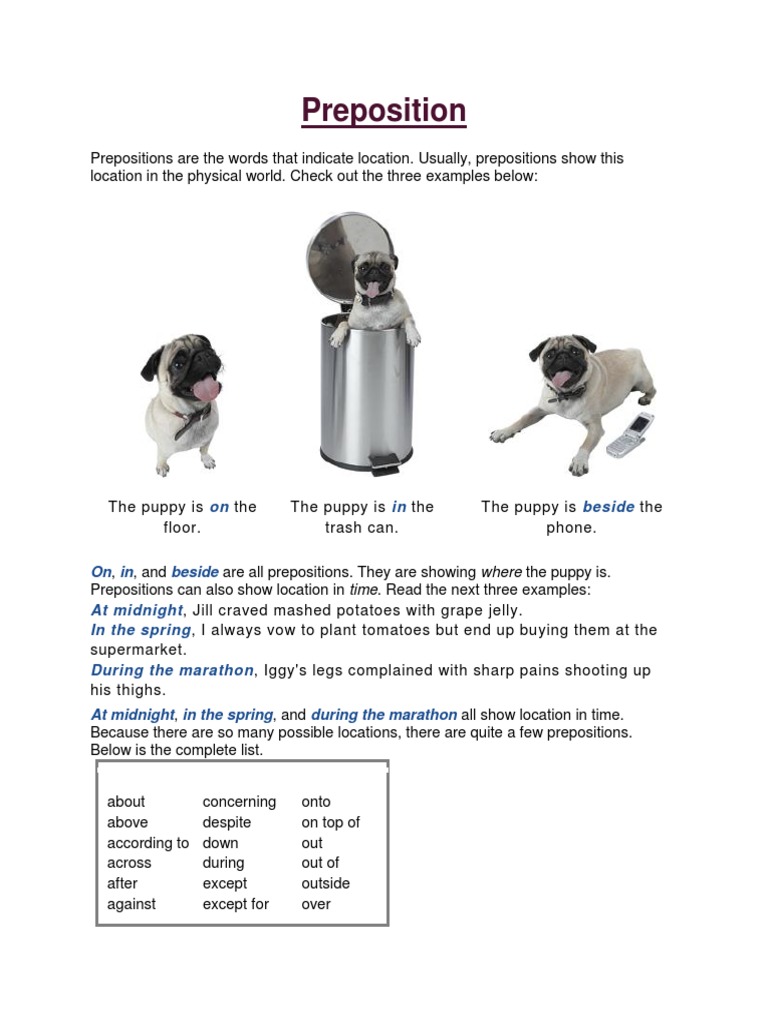 Preposition | PDF | Preposition And Postposition | Workweek And Weekend