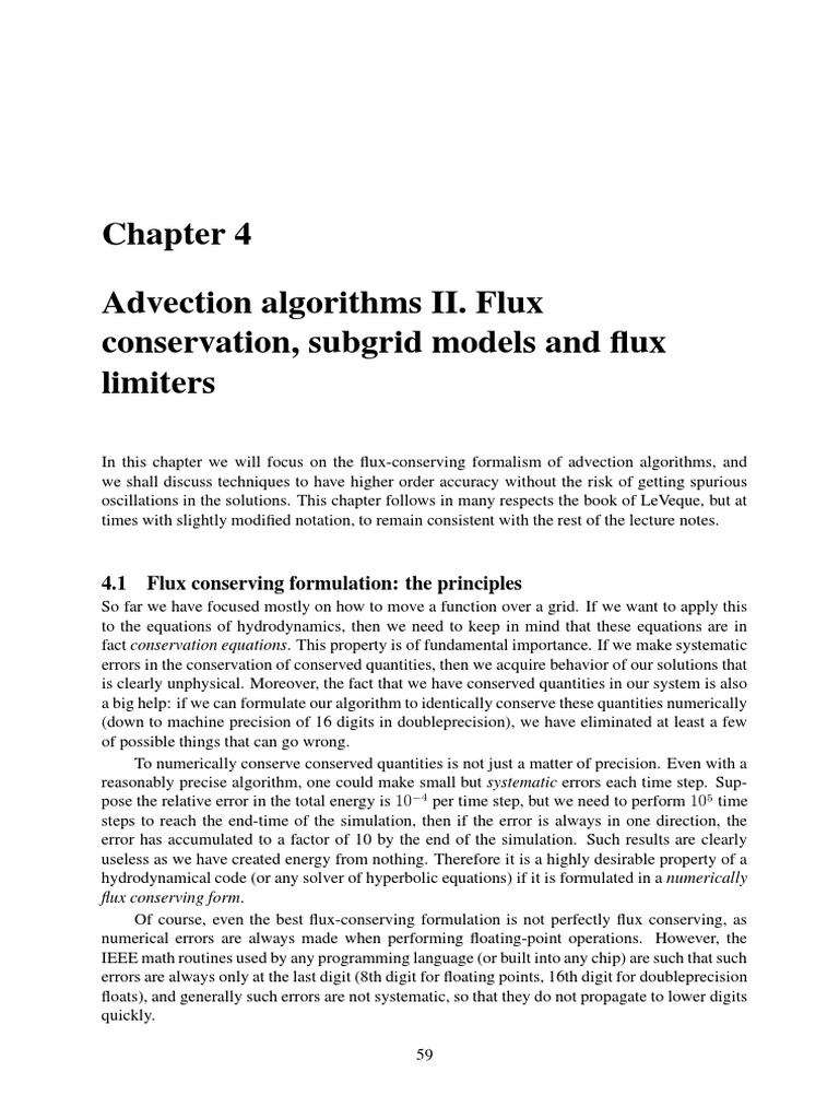 Advection Algorithms II. Flux Conservation, Subgrid Models and Flux Limiters | PDF | Monotonic ...
