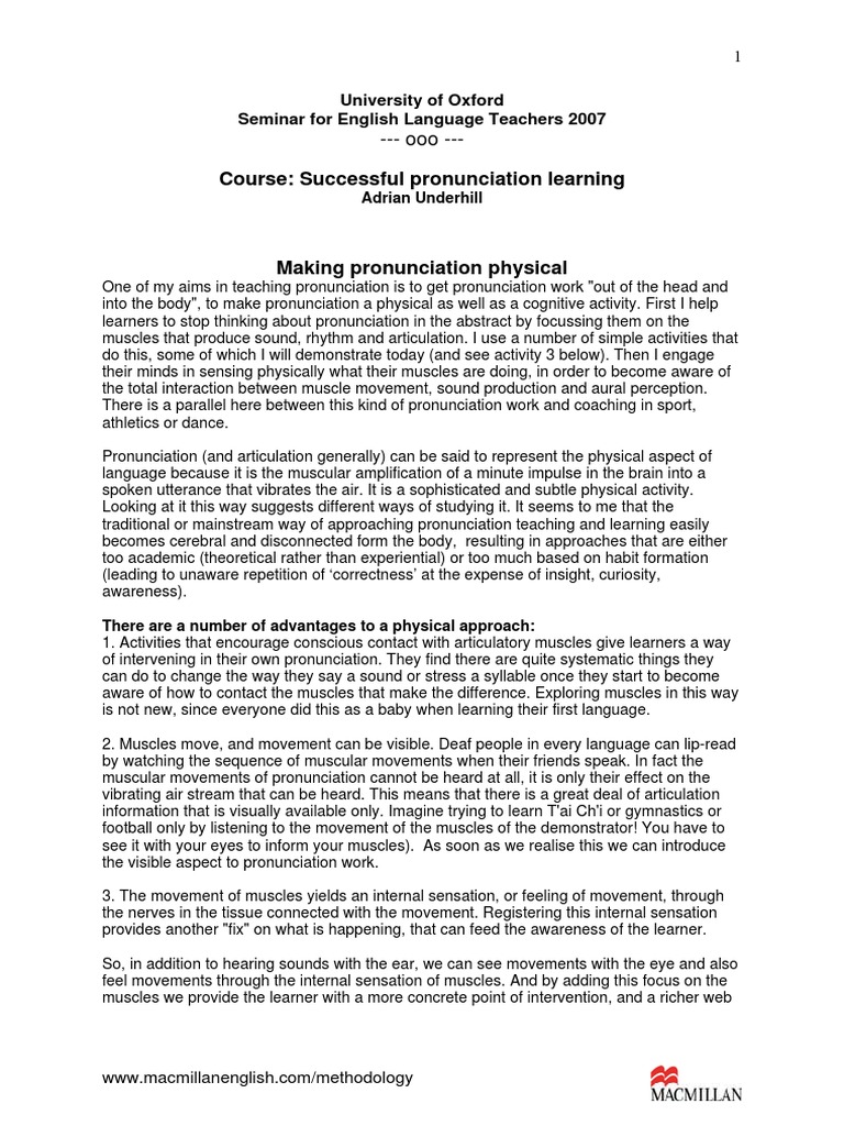 Successful-Pronunciation-Learning - Adrian Underhill PDF | PDF | Self ...