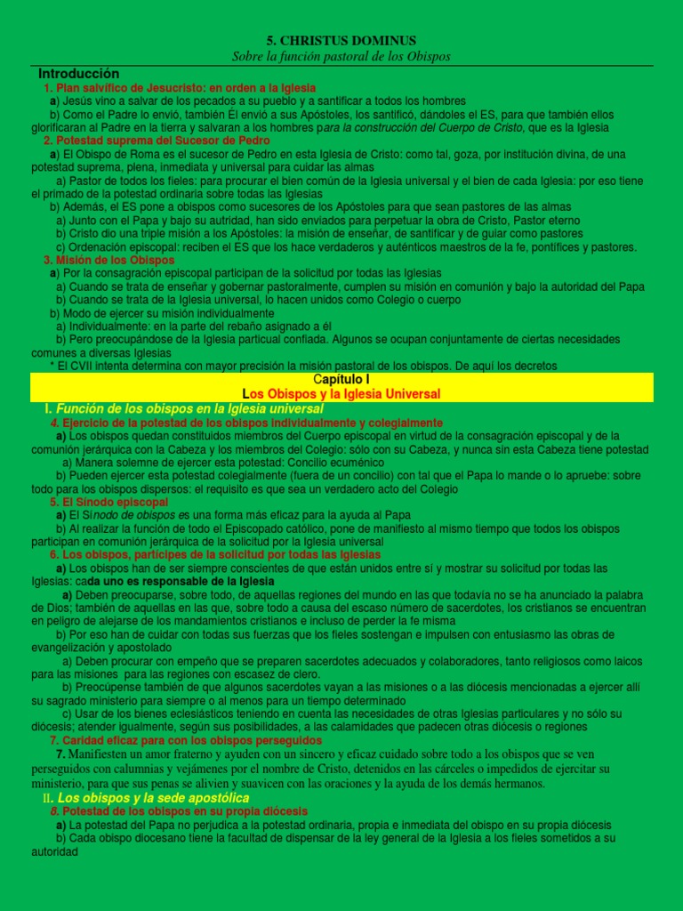Christus Dominus (Cvii) - Ideas Centrales | PDF | obispo | Iglesia Católica