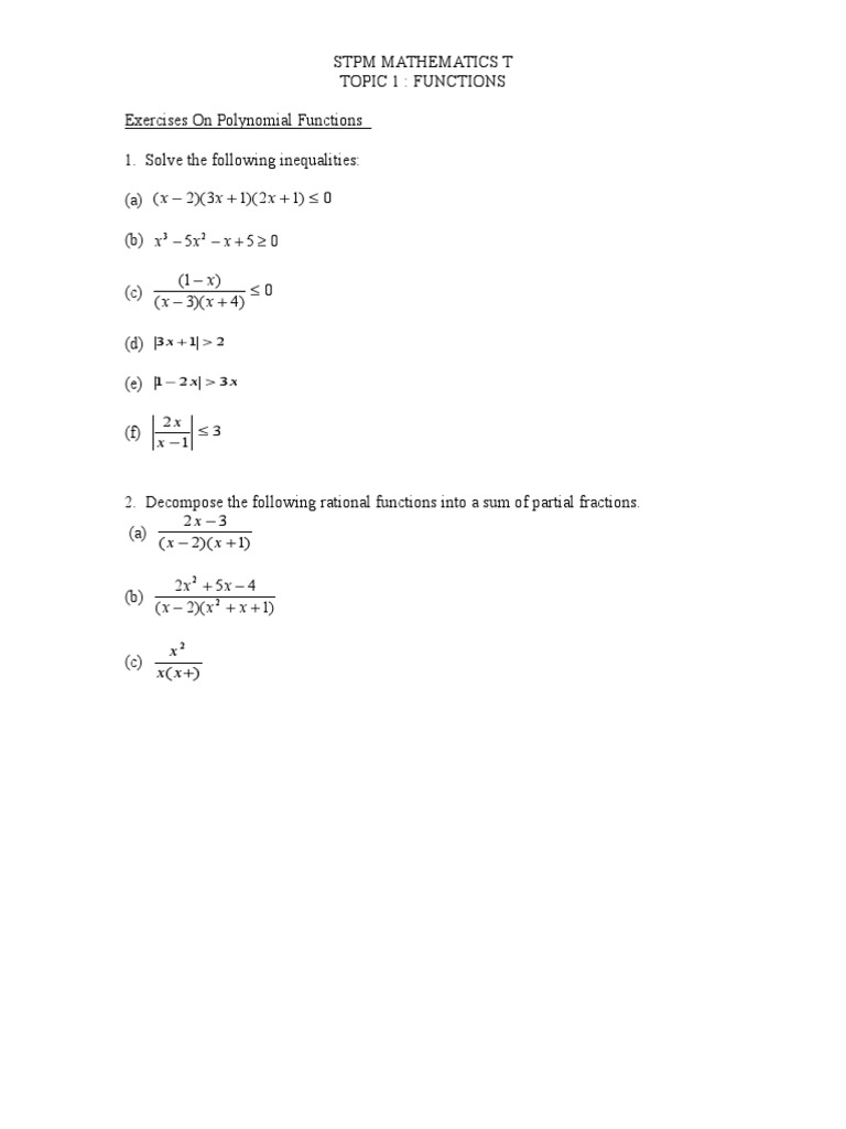 STPM Mathematics T Chapter 1 Exercise 3 | PDF | Computers | Technology ...