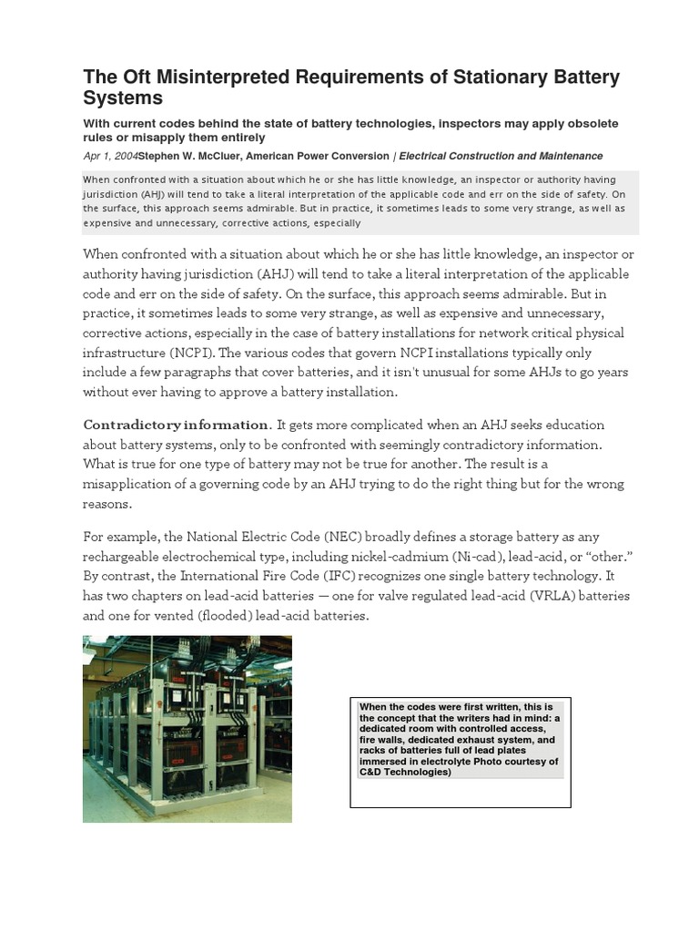 Battery Room Ventilation Guidelines | PDF | Battery (Electricity ...