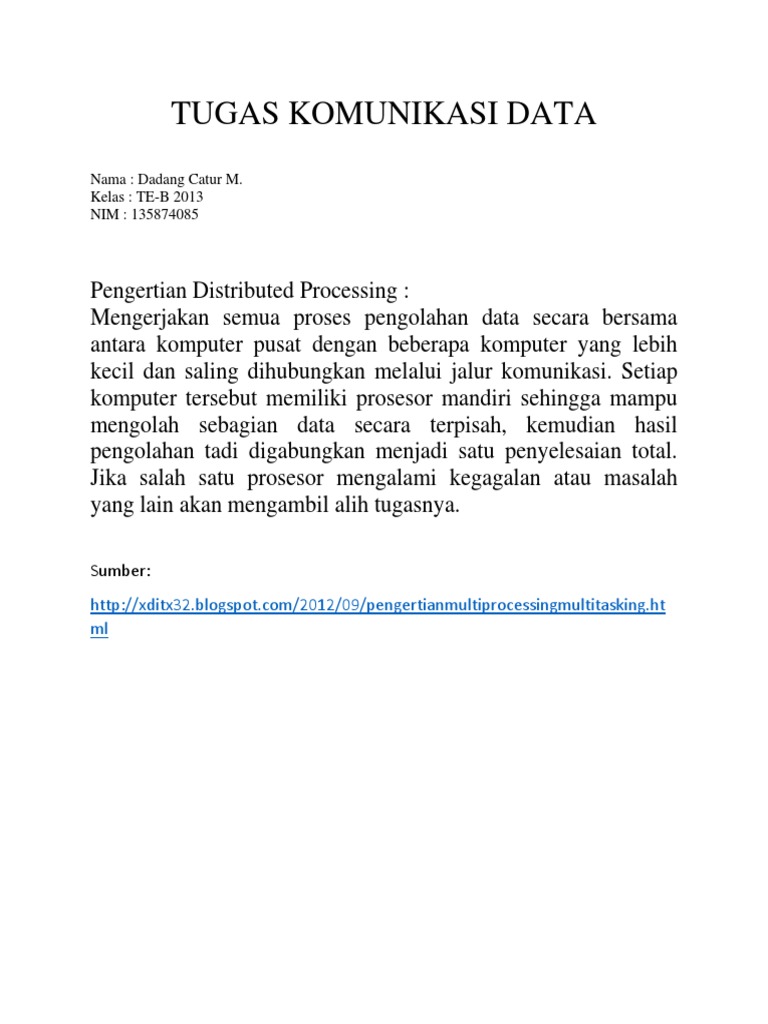 Pengertian Distributed Processing | PDF