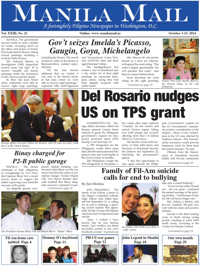 ManilaMail - Oct. 16, 2014 | PDF | Corazon Aquino | Undocumented ...