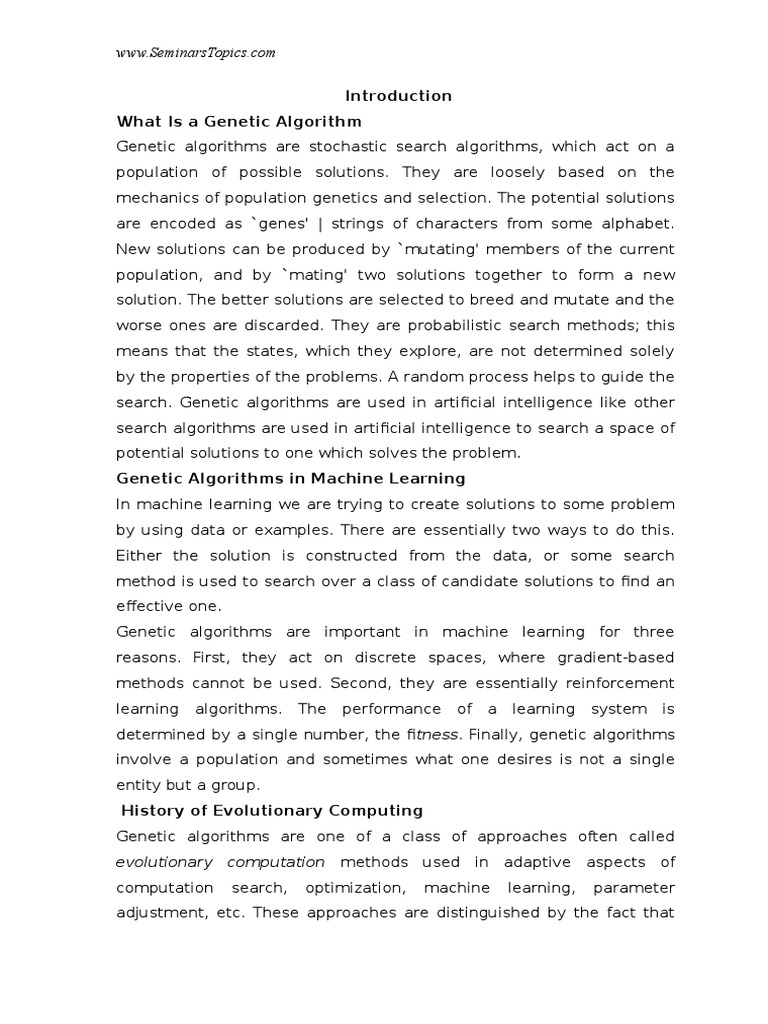 Genetic Algorithms | PDF | Genetic Algorithm | Artificial Neural Network Genetic Algorithms | PDF | Genetic Algorithm | Artificial Neural Network