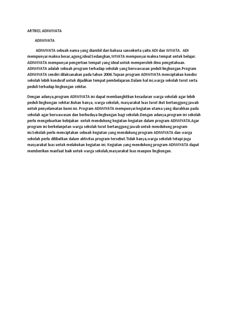 Artikel Adiwiyata | PDF