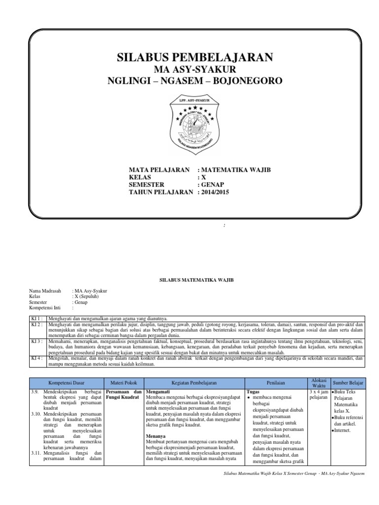 Silabus Matematika Wajib Kelas 12 - Perumperindo.co.id
