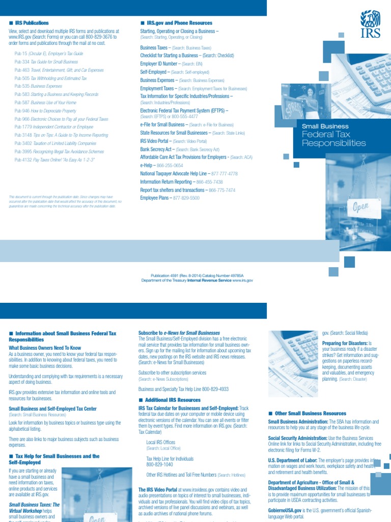 Federal Tax Responsibilities: IRS Publications IRS - Gov and Phone ...