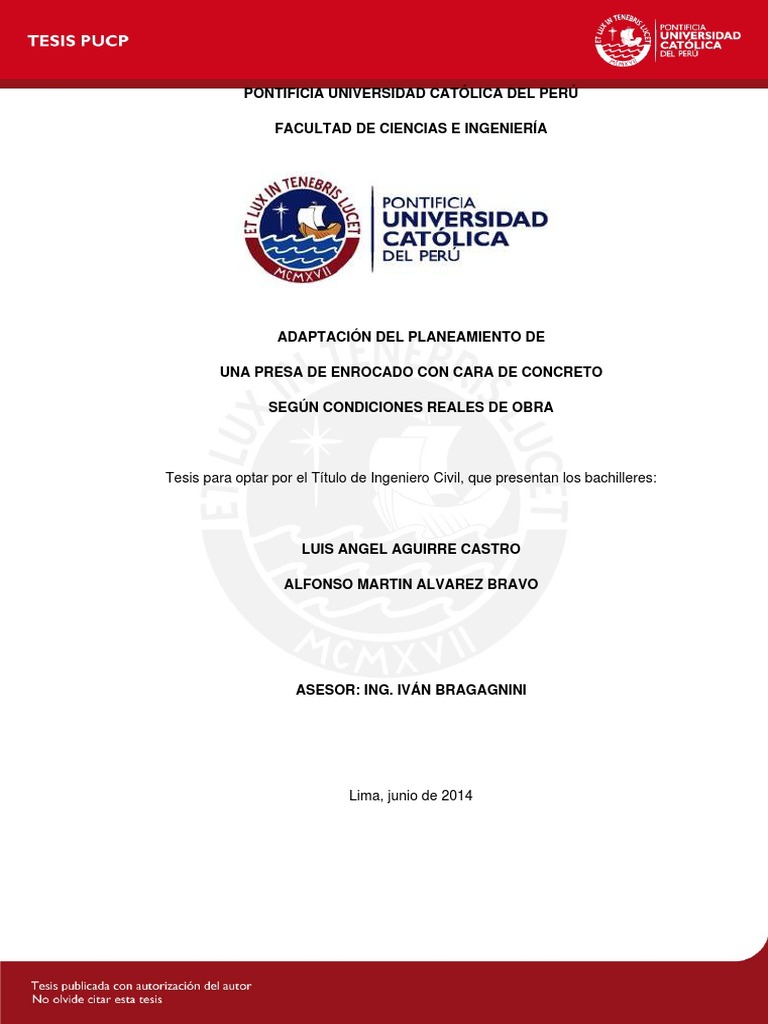 Aguirre Luis Presa Enrocado Concreto Obra PDF | PDF | Represa ...