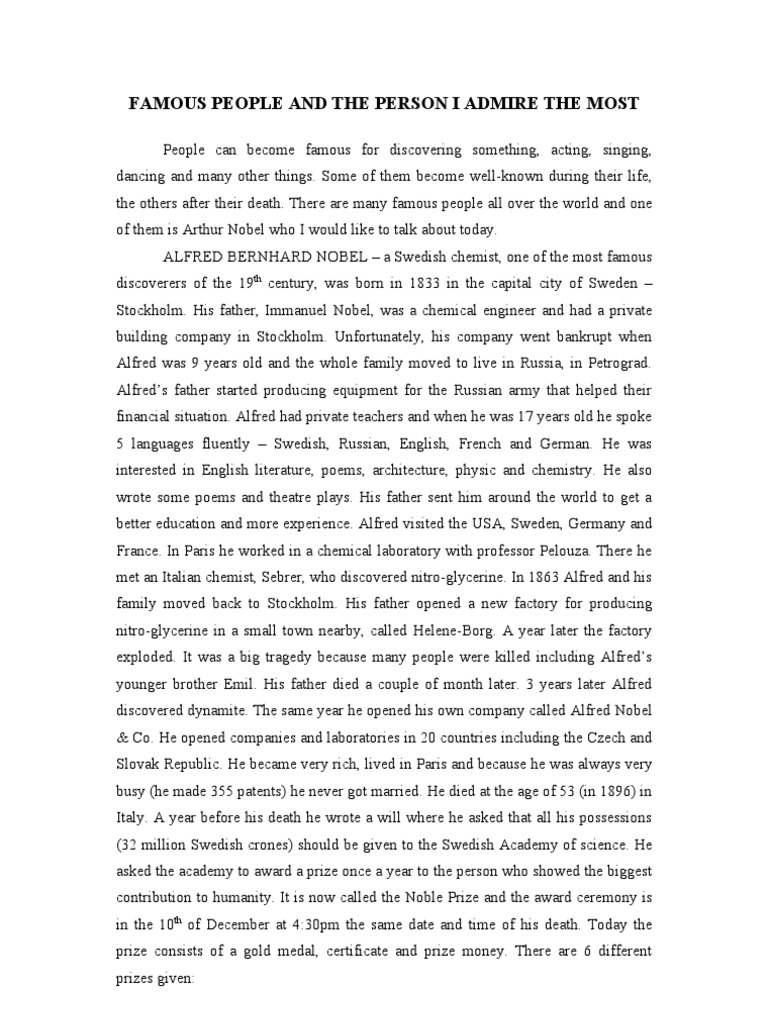 Famous People and The Person I Admire The Most | PDF