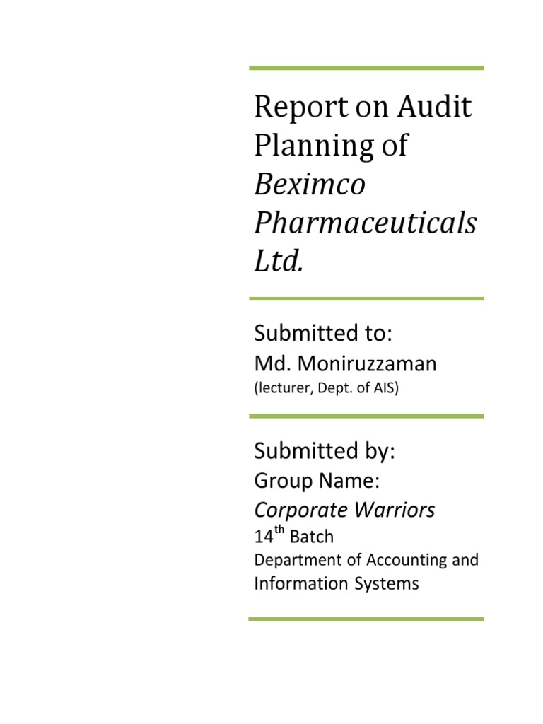 Audit Planning for Beximco Pharmaceuticals | PDF | Financial Audit | Audit