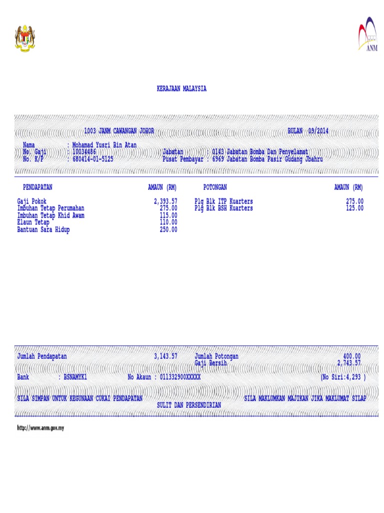 Slip Gaji Yusri PDF | PDF