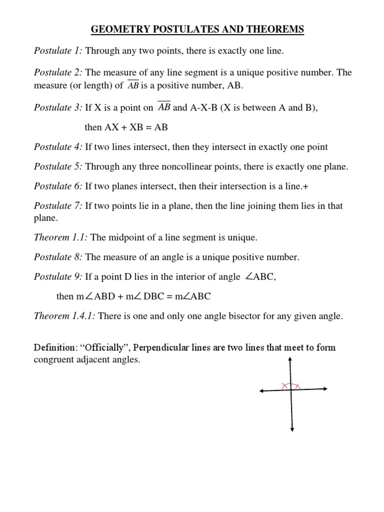 Postulates and Theorems | PDF | Perpendicular | Triangle Geometry