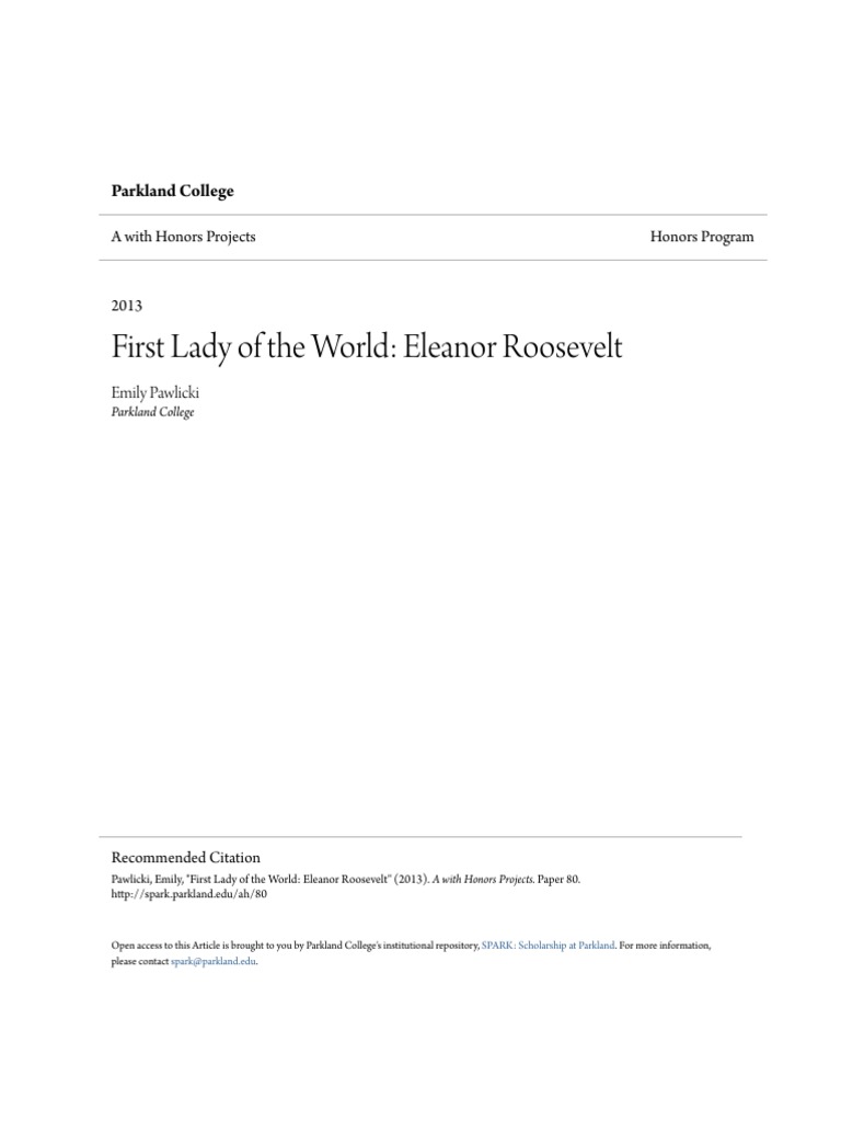 First Lady of The World - Eleanor Roosevelt PDF | PDF | Franklin D ...