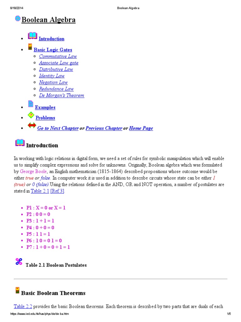 Boolean Algebra | PDF | Boolean Algebra | Teaching Mathematics