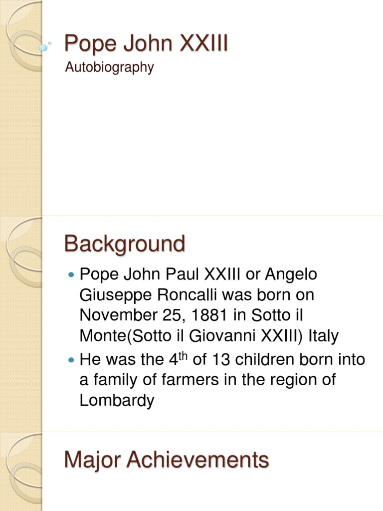 Autobiography On Pope John XXIII | PDF | Catholic Church | Holy See