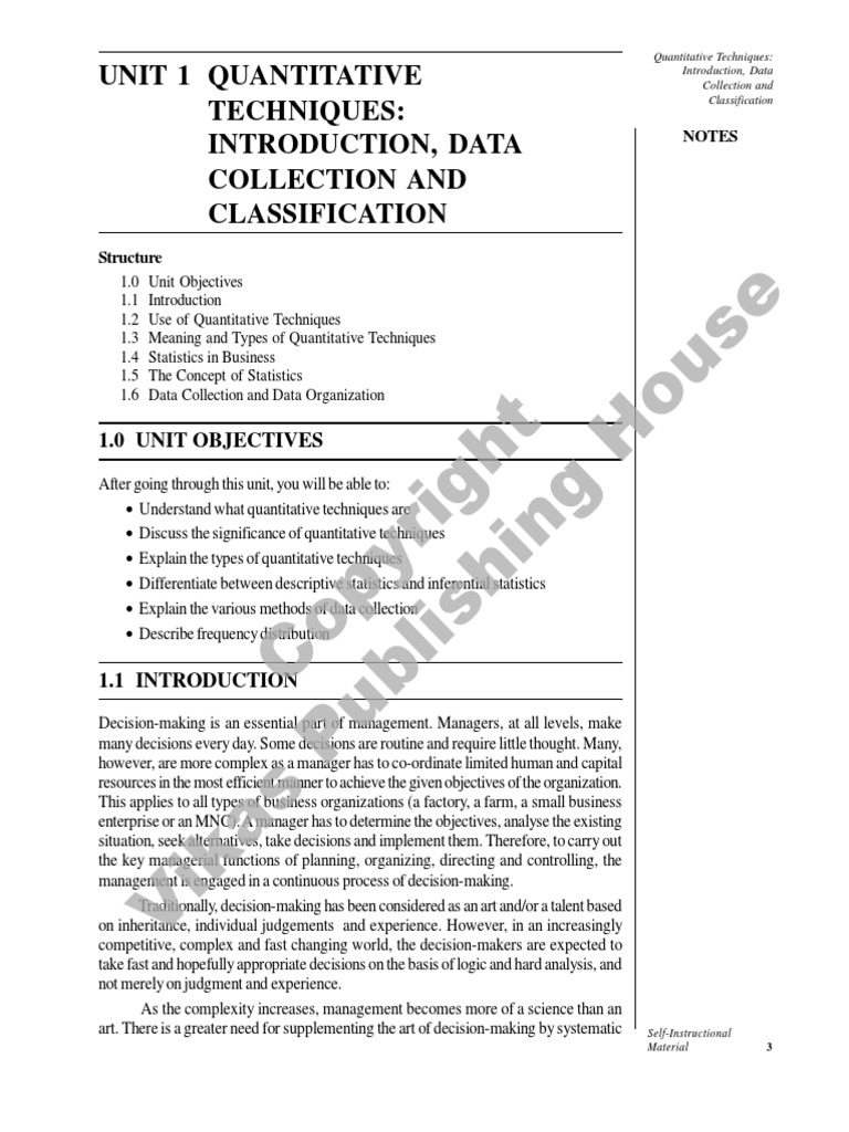 Quantitative Techniques Introduction Data Collection | PDF ...