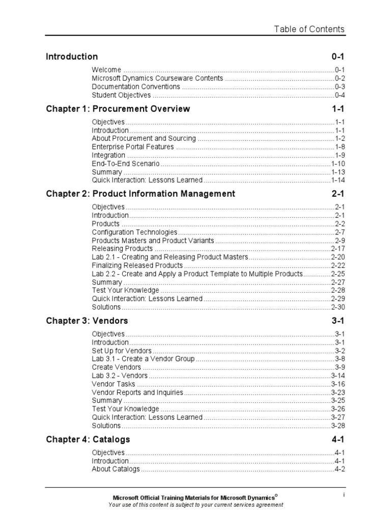 Ax2012 Enus Proc Toc | PDF | Information Technology Management | Business