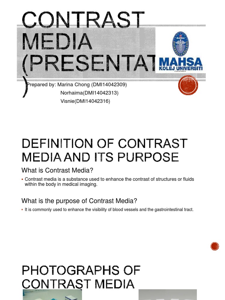 Contrast Media (Presentation) | PDF | Medical Specialties | Clinical ...