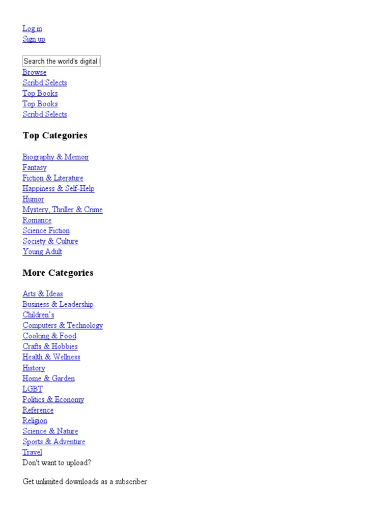 Top Categories: Search The World's Digital Library | PDF | Scribd | Web Page