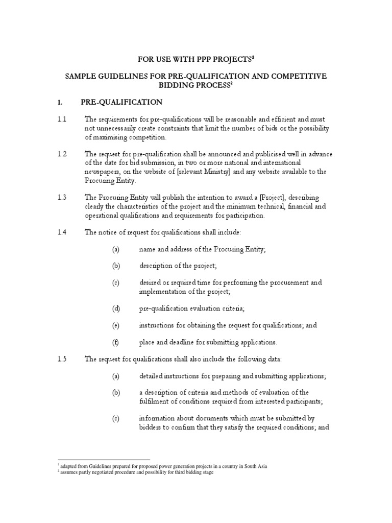 Pre Qualification and Bidding | Request For Proposal | Business