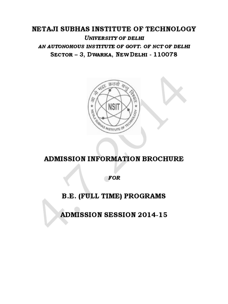 Nsit Brochure | PDF | University And College Admission | Banking